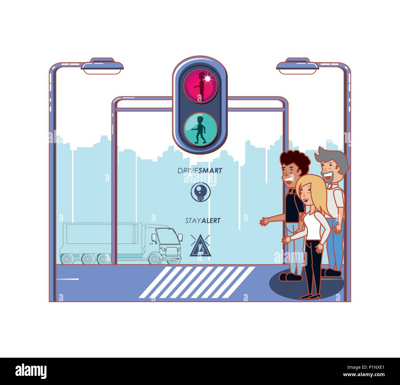 security of pedestrian in the road vector illustration design Stock ...