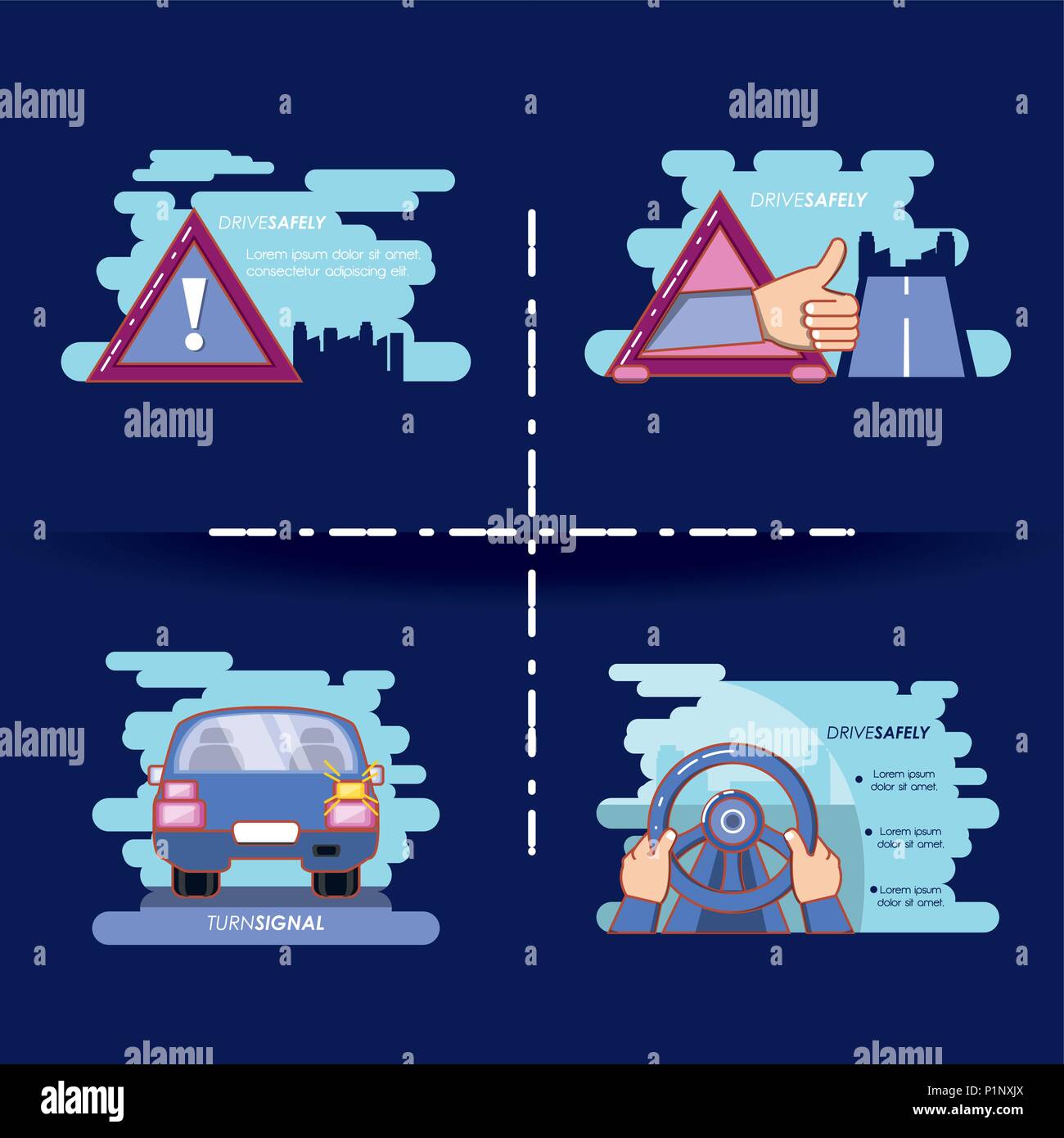 driver safely campaign set icons vector illustration design Stock ...