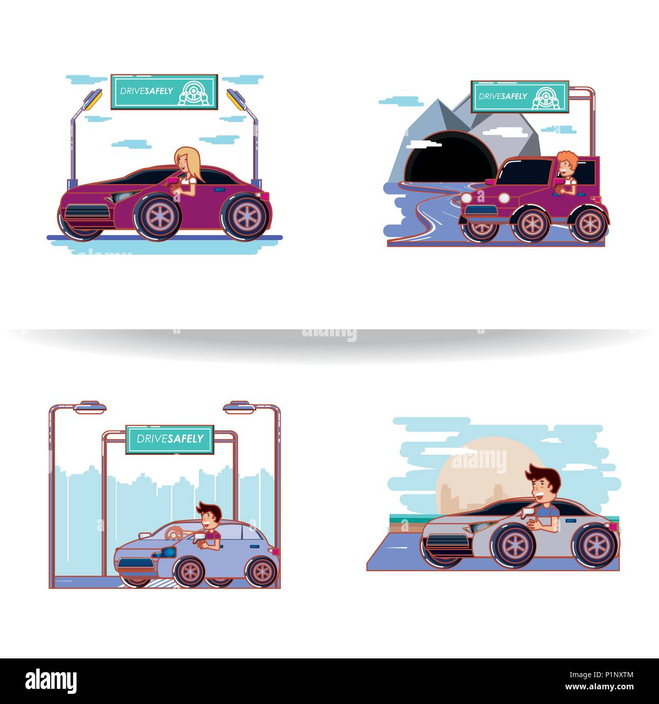 people driving with driver safely icons vector illustration design ...
