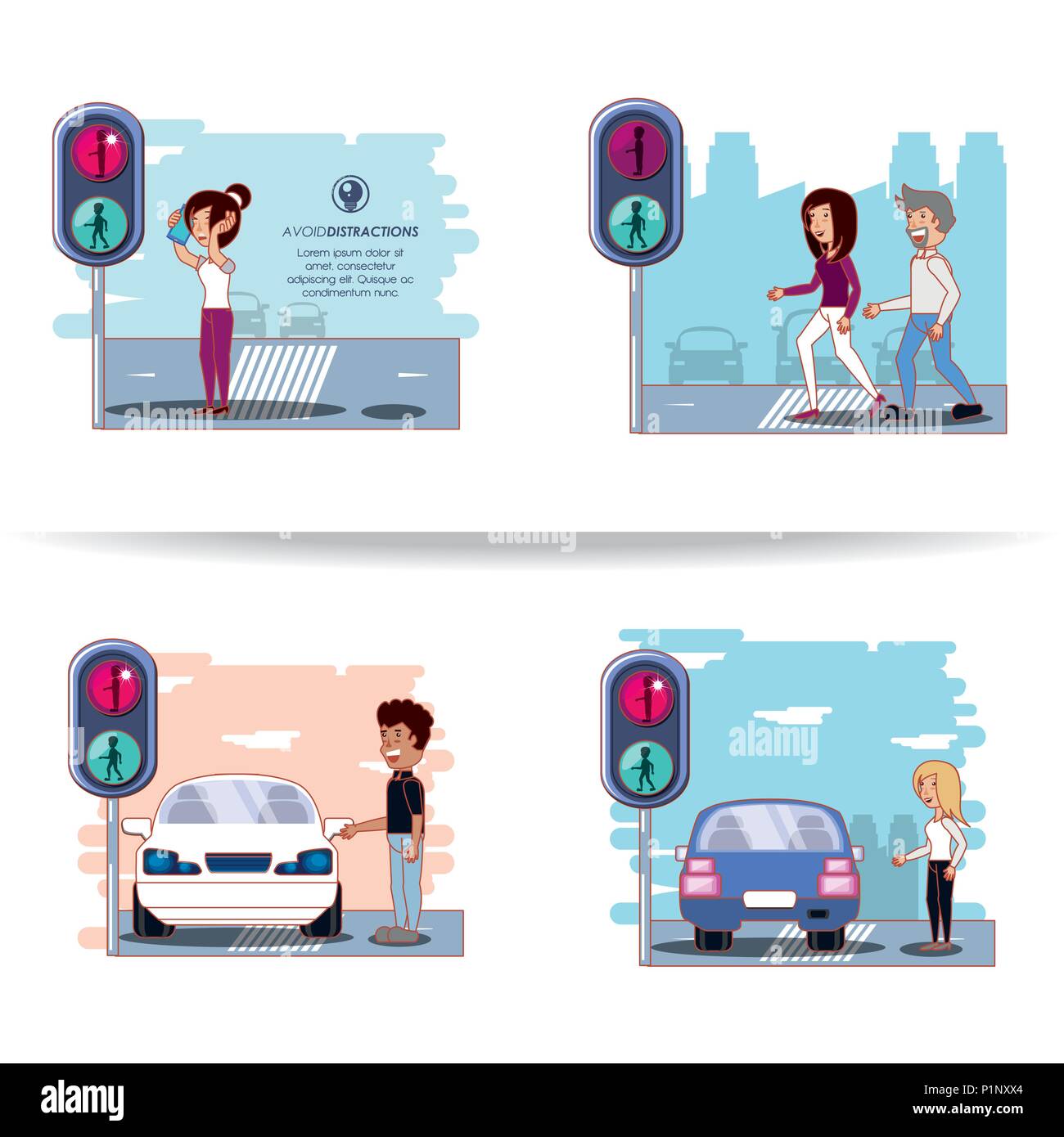 security of pedestrian in the road vector illustration design Stock ...