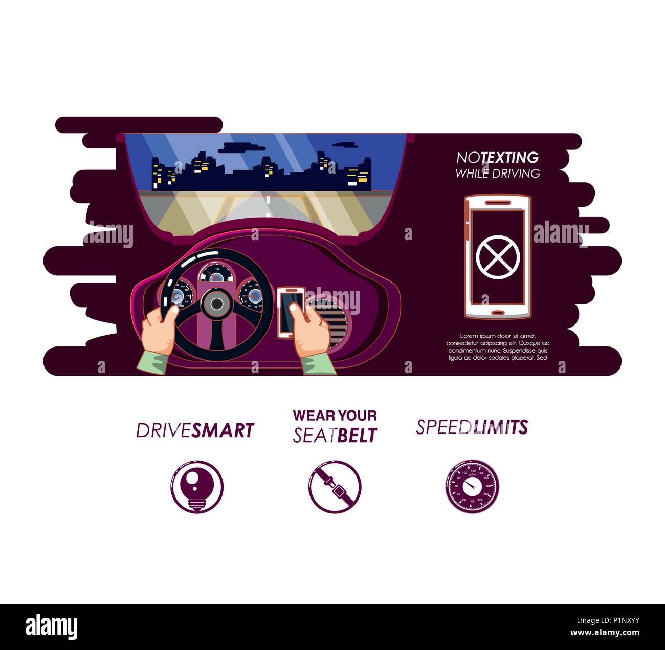 hands driving car with driver safely icons vector illustration design ...