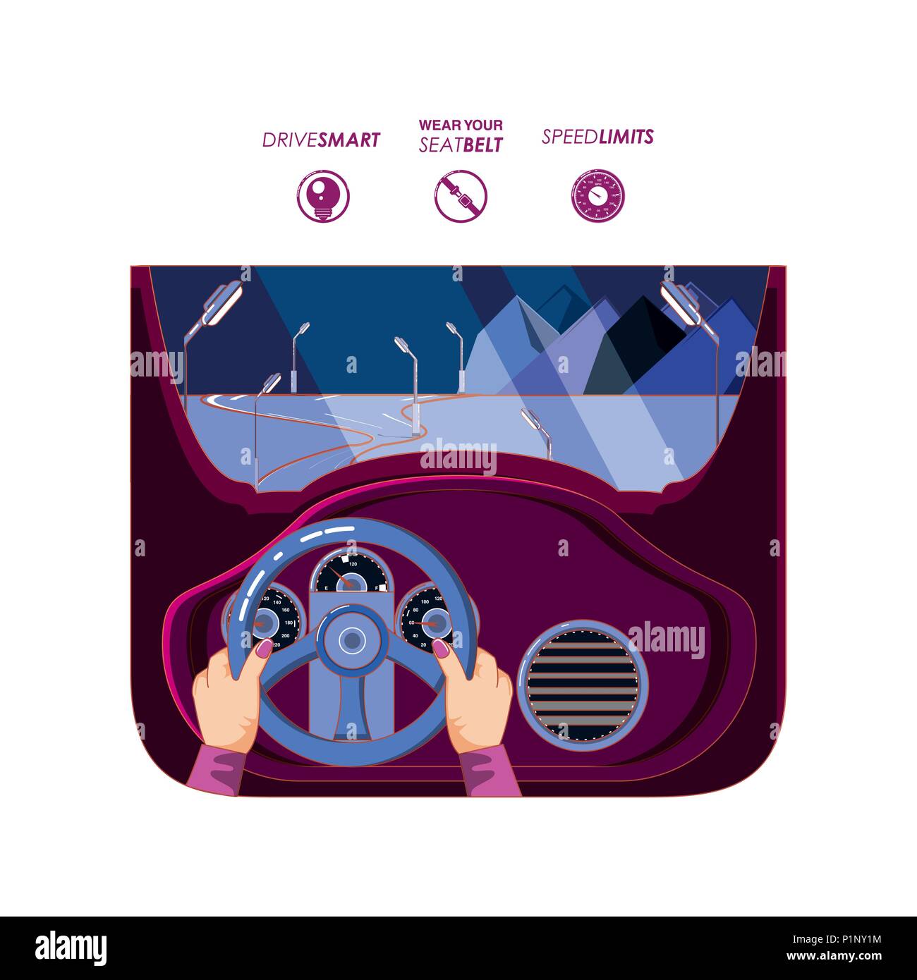 hands driving car with driver safely icons vector illustration design ...