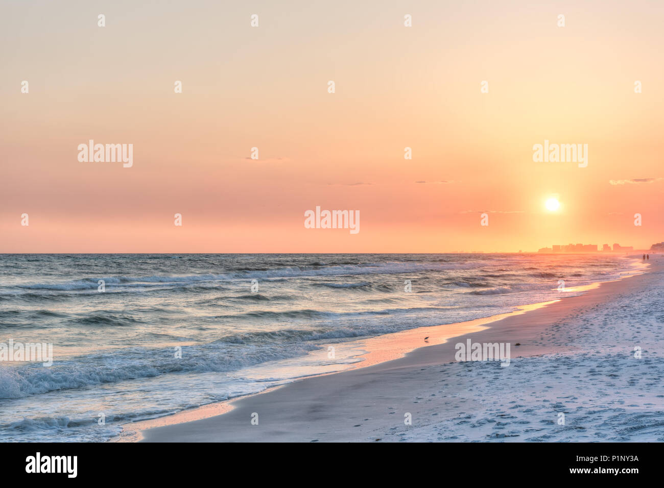 Dreamy pink peach orange sunset in Santa Rosa Beach, Florida with ...