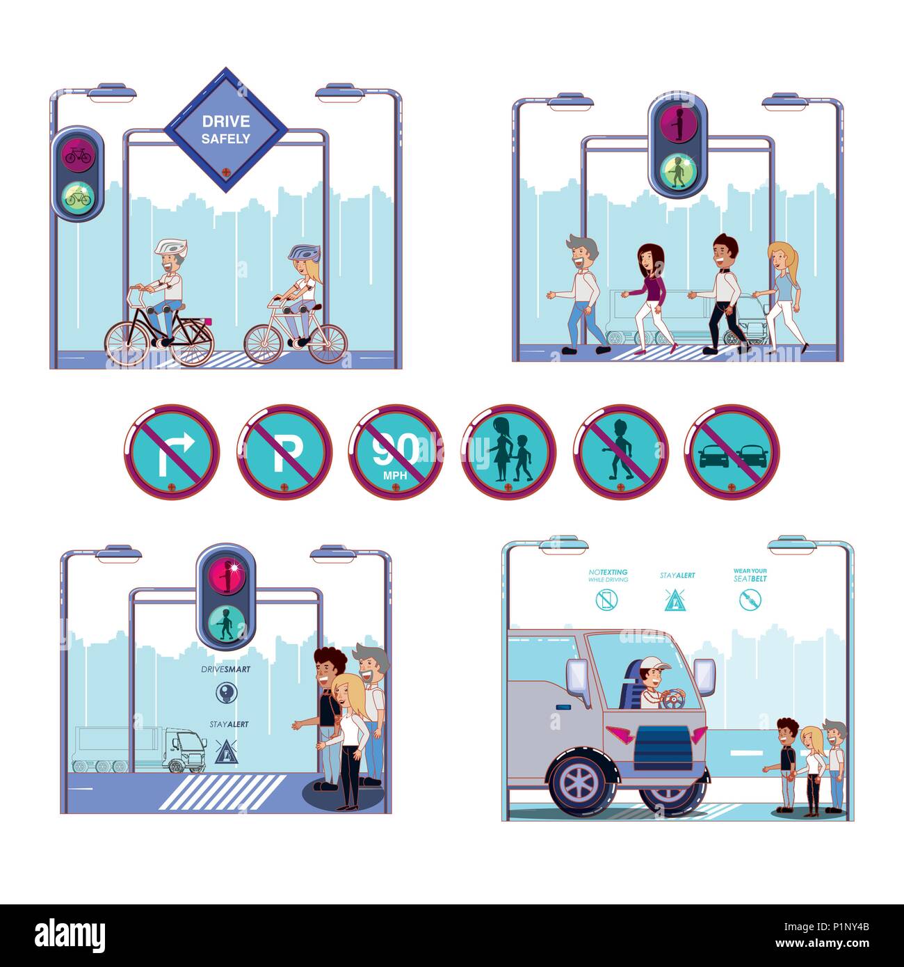 security of pedestrian in the road vector illustration design Stock ...