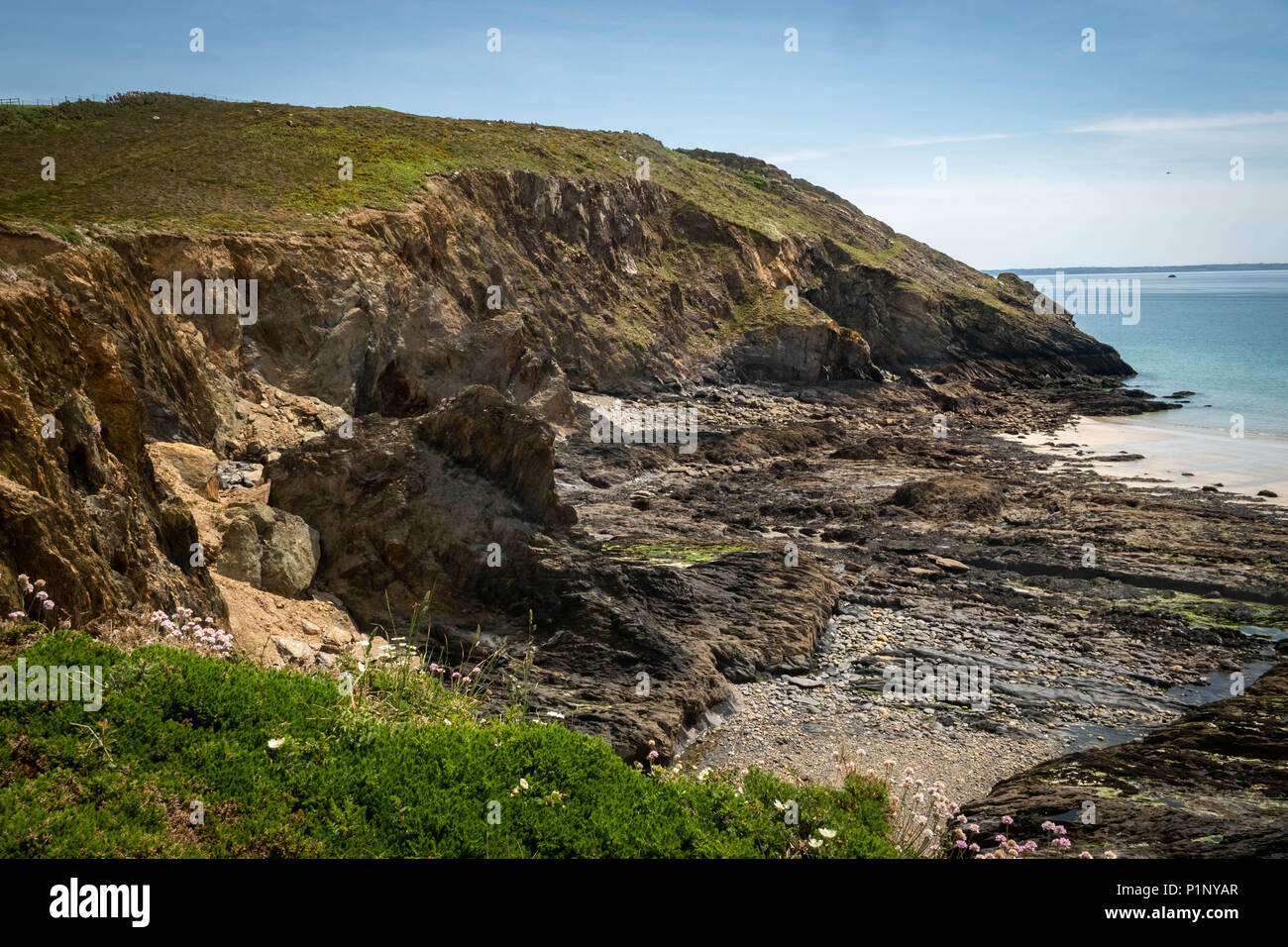 Crozon, Morgat on the Brittany coast path in Northern France in mid May ...
