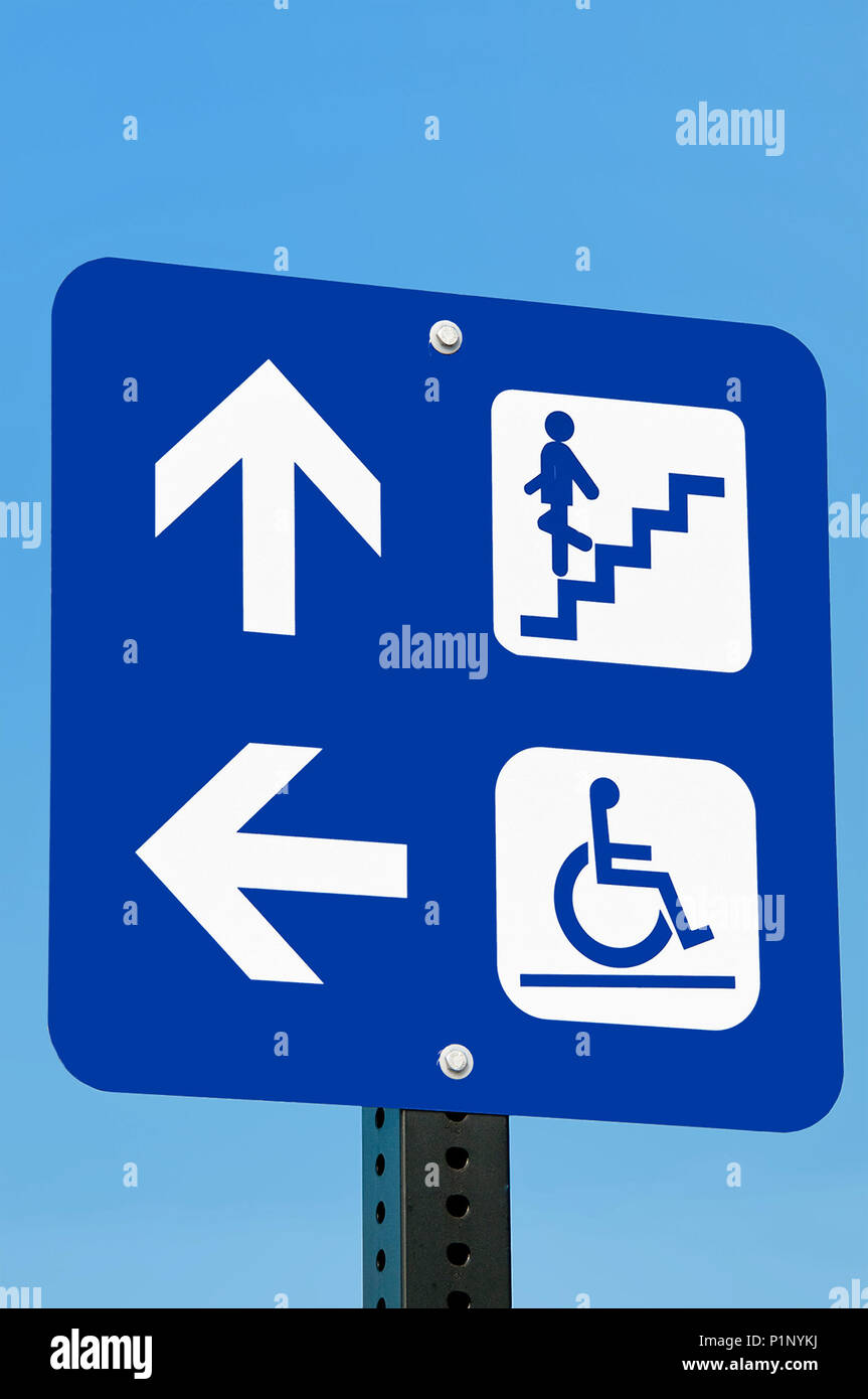 Stairs and Handicapped Access Sign Stock Photo - Alamy