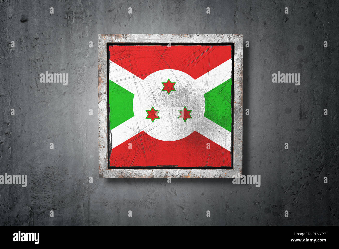 3d rendering of an old Burundi flag in a concrete wall Stock Photo - Alamy