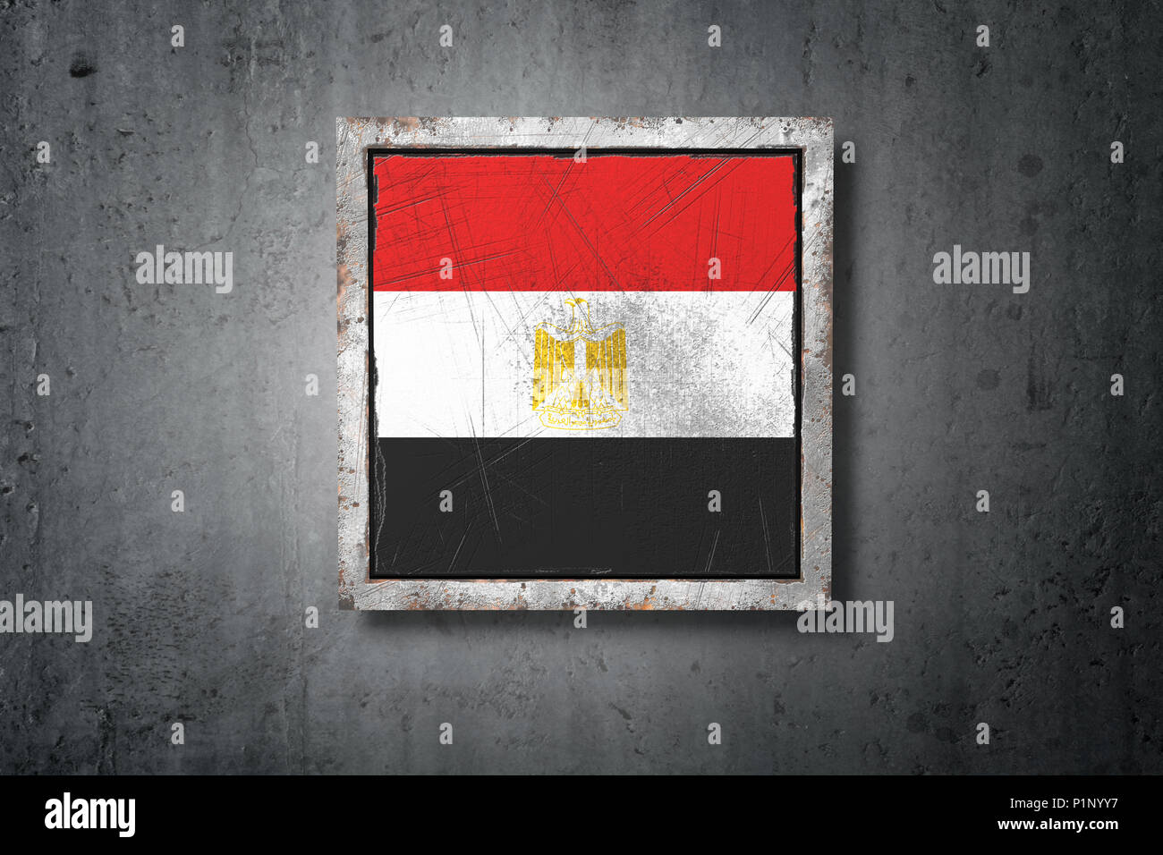 3d rendering of an old Egypt flag in a concrete wall Stock Photo - Alamy