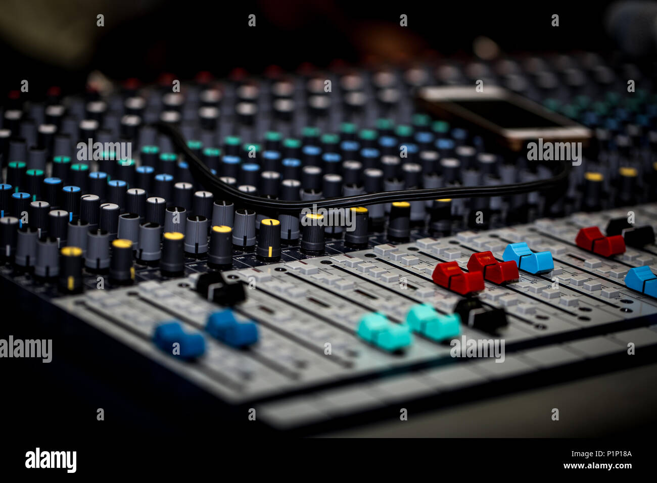fader digital mixing console with volume meter, volume indicator ...