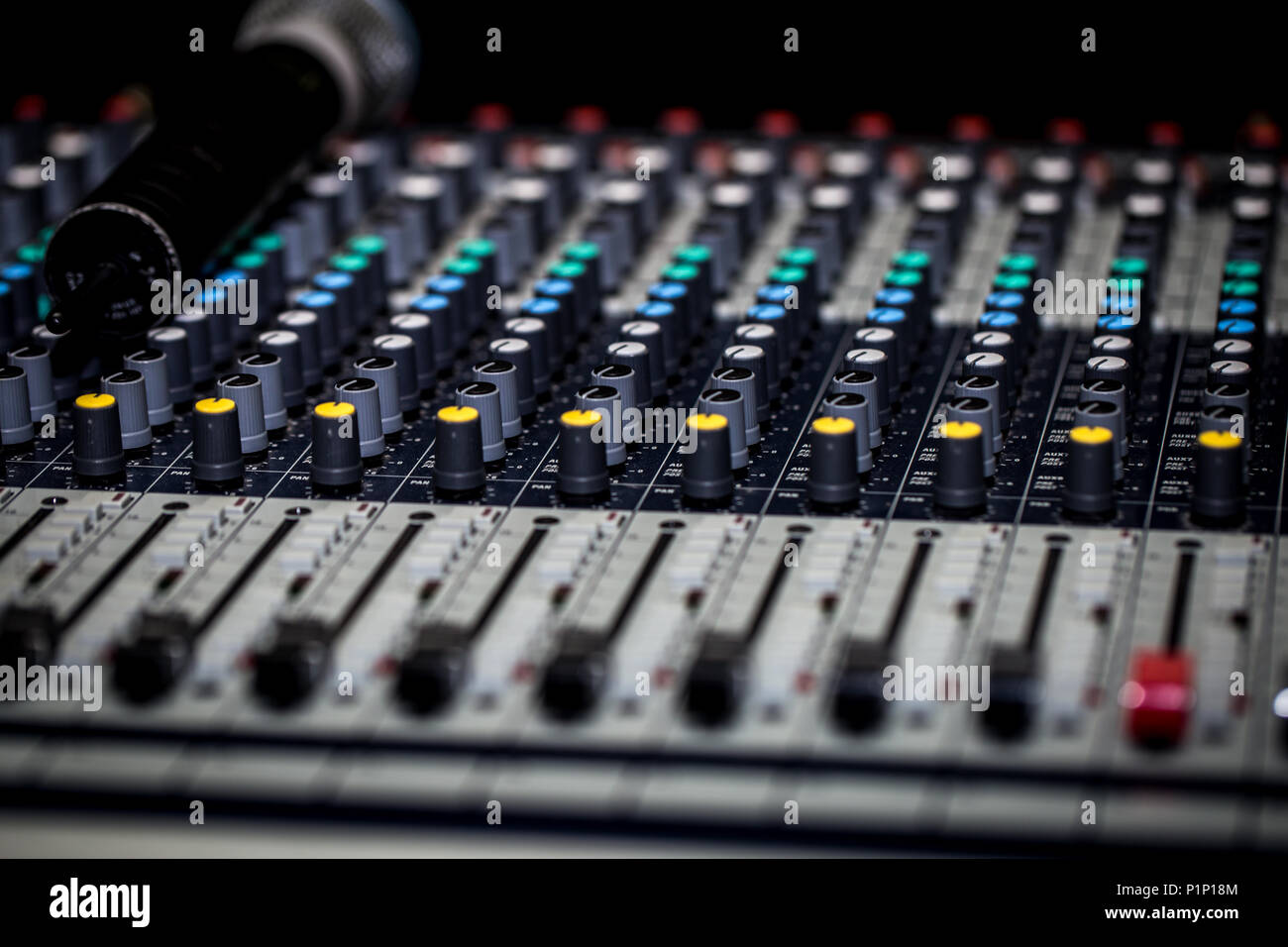 fader digital mixing console with volume meter, volume indicator ...