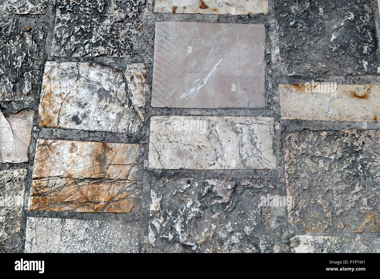 old marble stone pavement in corfu town. background Stock Photo - Alamy
