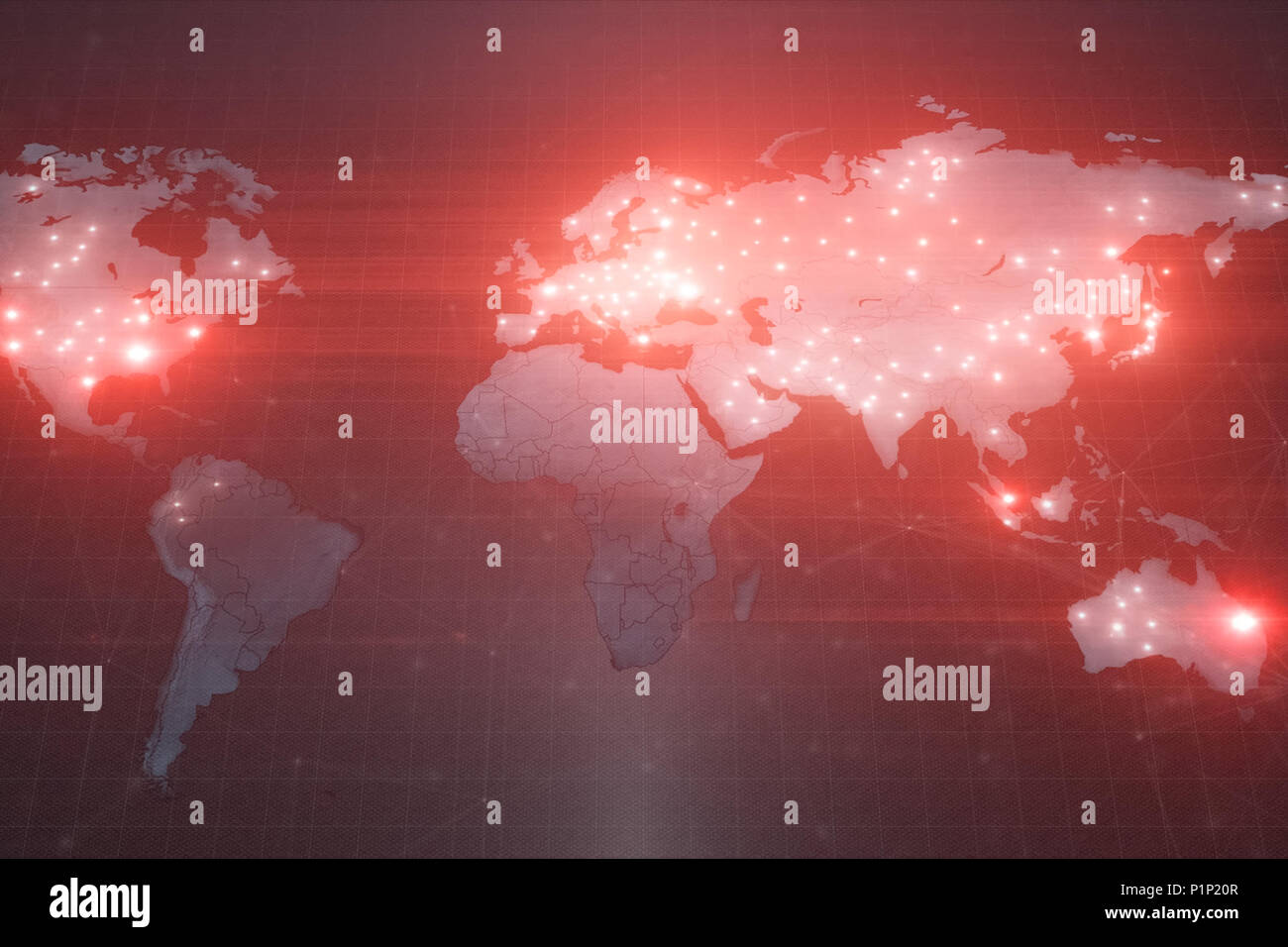 A world map with symbolic locations of the company's servers Stock ...