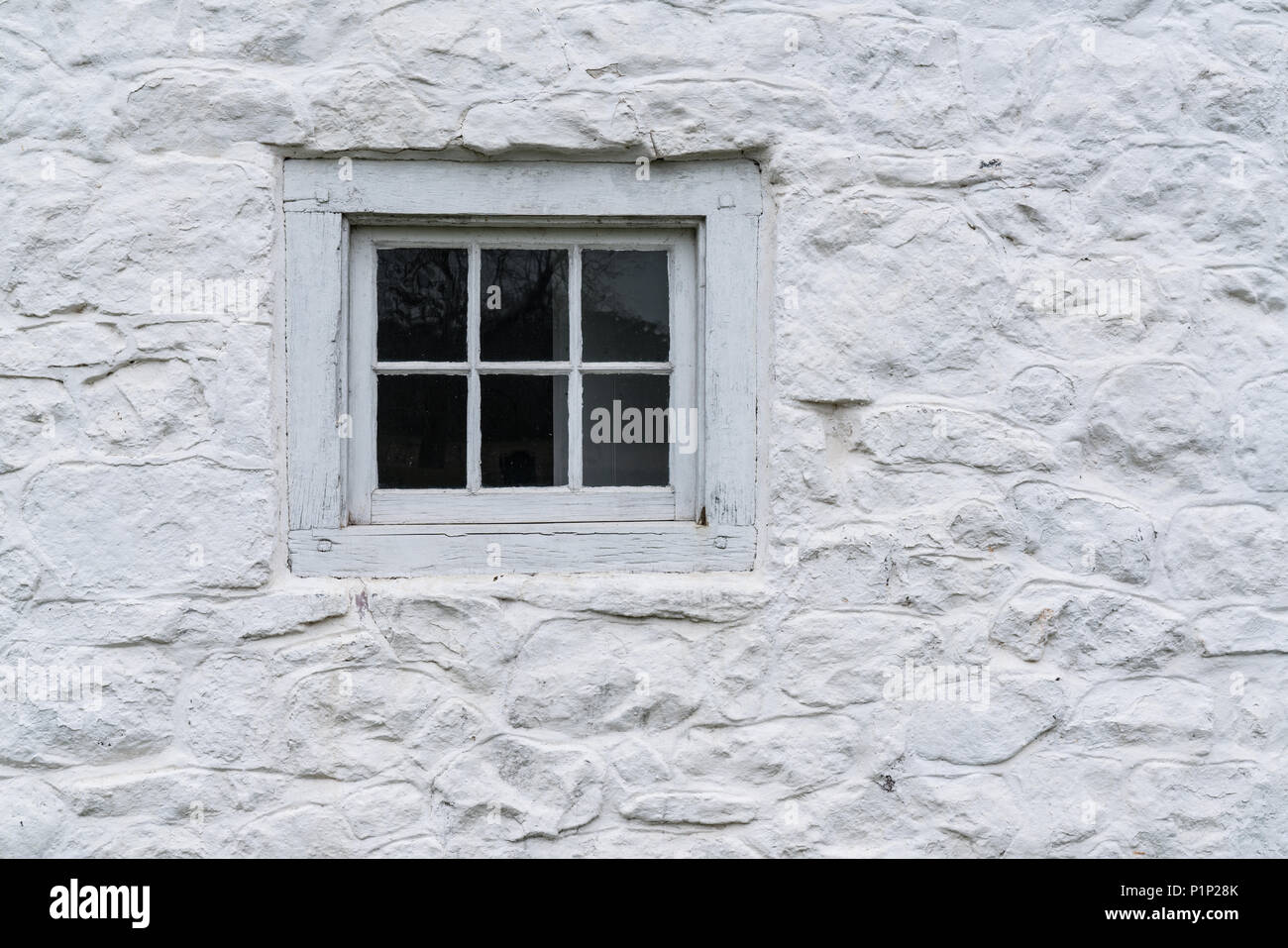 Old White Window on a stone whitewashed cottage Stock Photo - Alamy
