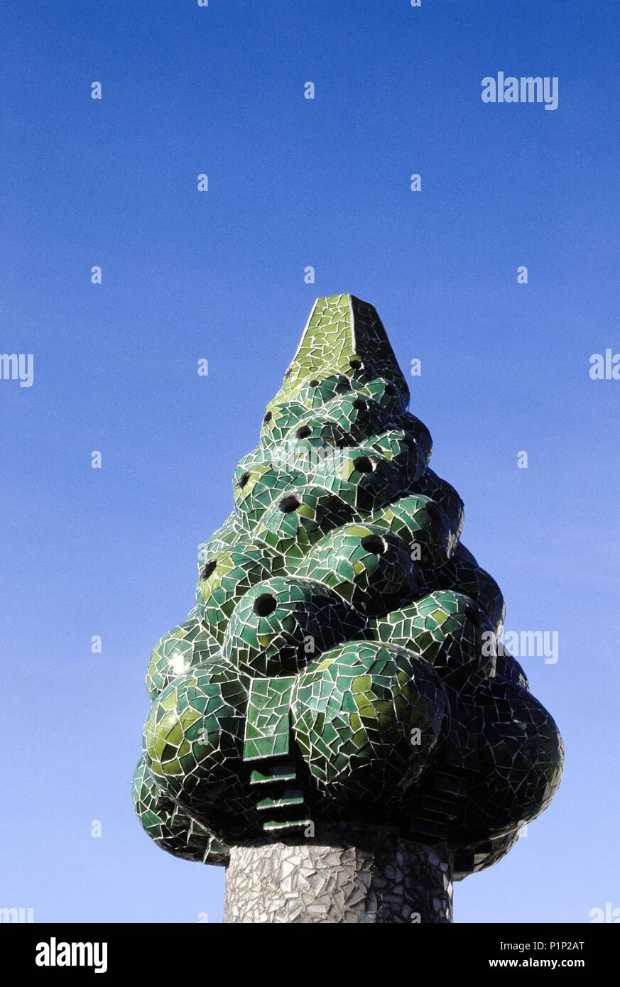 Palau / Güell palace (Gaudí); chimneys (modernism Stock Photo - Alamy