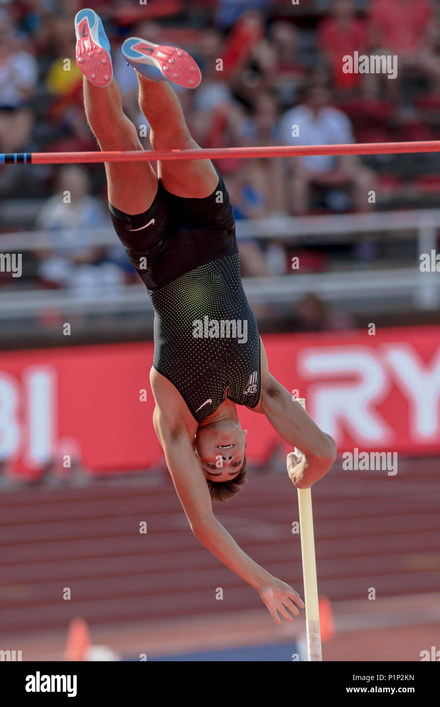 STOCKHOLM, SWEDEN, JUNE 10, 2018: Armand Duplantis (SWE) during the ...