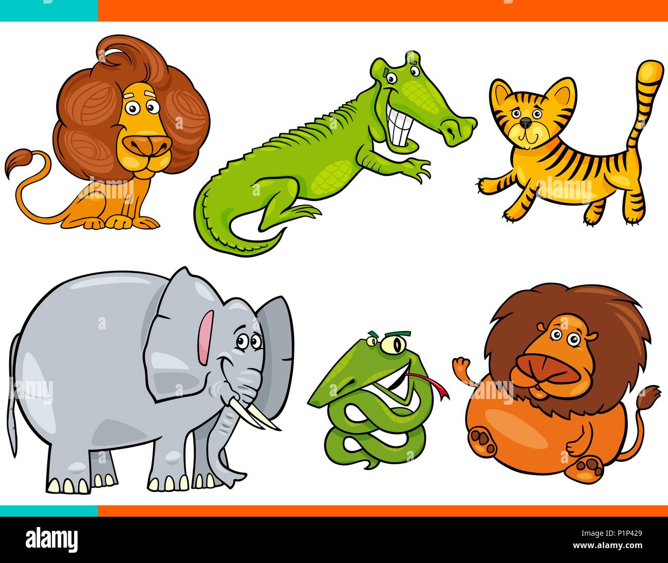 Cartoon Illustration of Animals Funny Characters Set Stock Vector Image ...