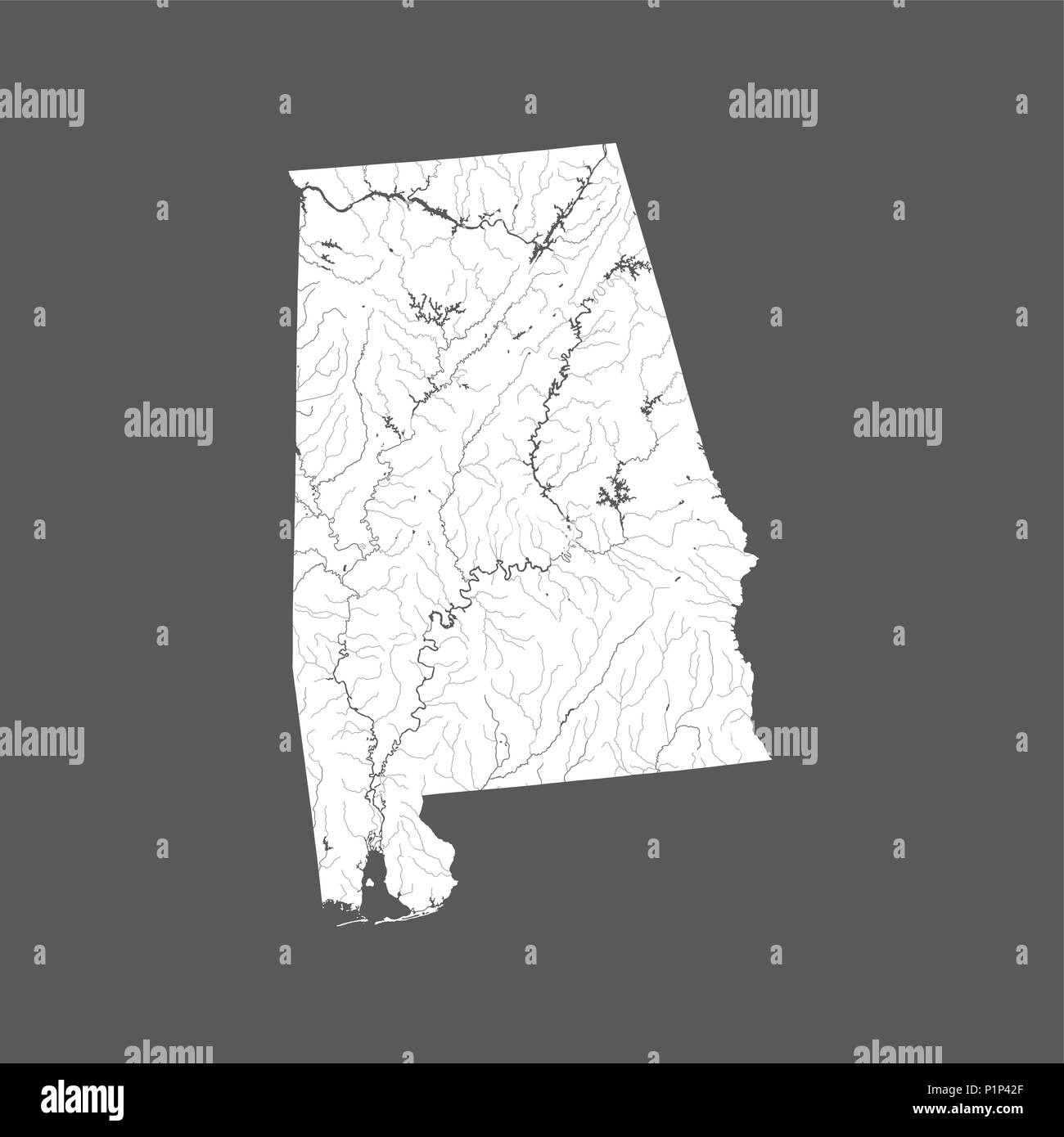 Alabama river map hi-res stock photography and images - Alamy