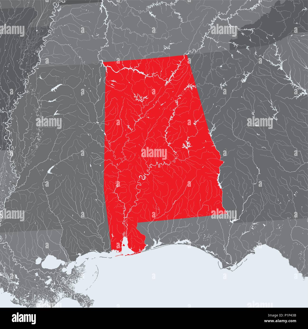 Map Of Alabama Showing Rivers