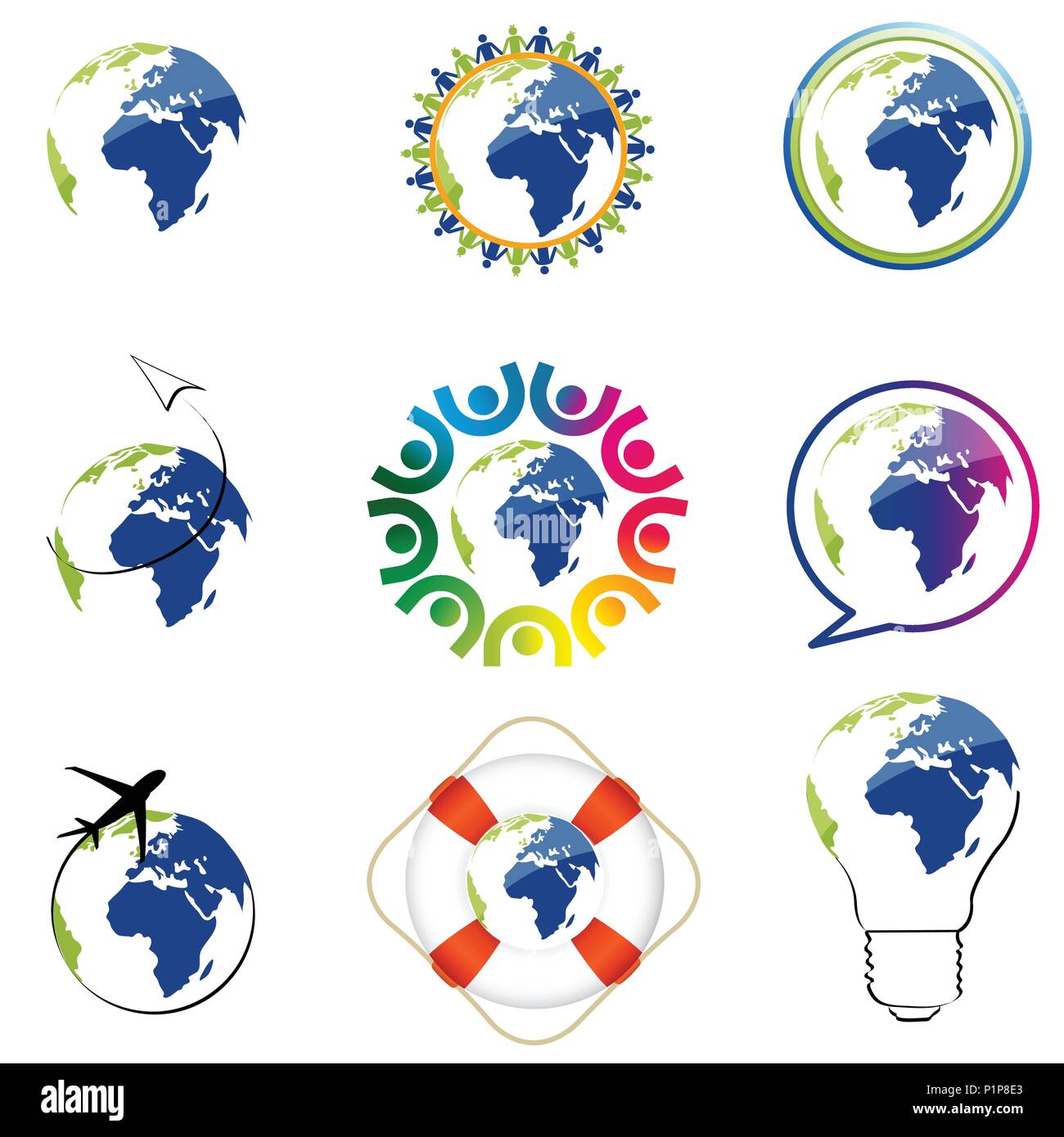 3d world globe collection Stock Vector Images - Alamy