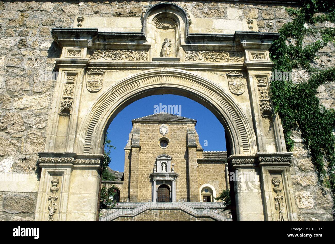 Monasterio de la / Cartuja monastery, Gate and church façade Stock ...