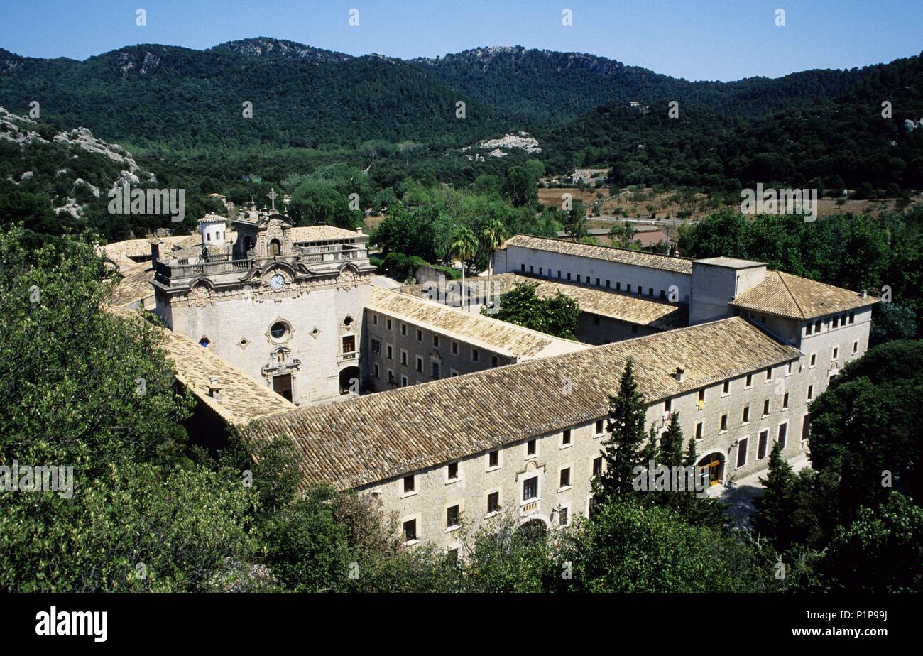 Monasterio de Lluc, view of te monastery Stock Photo - Alamy