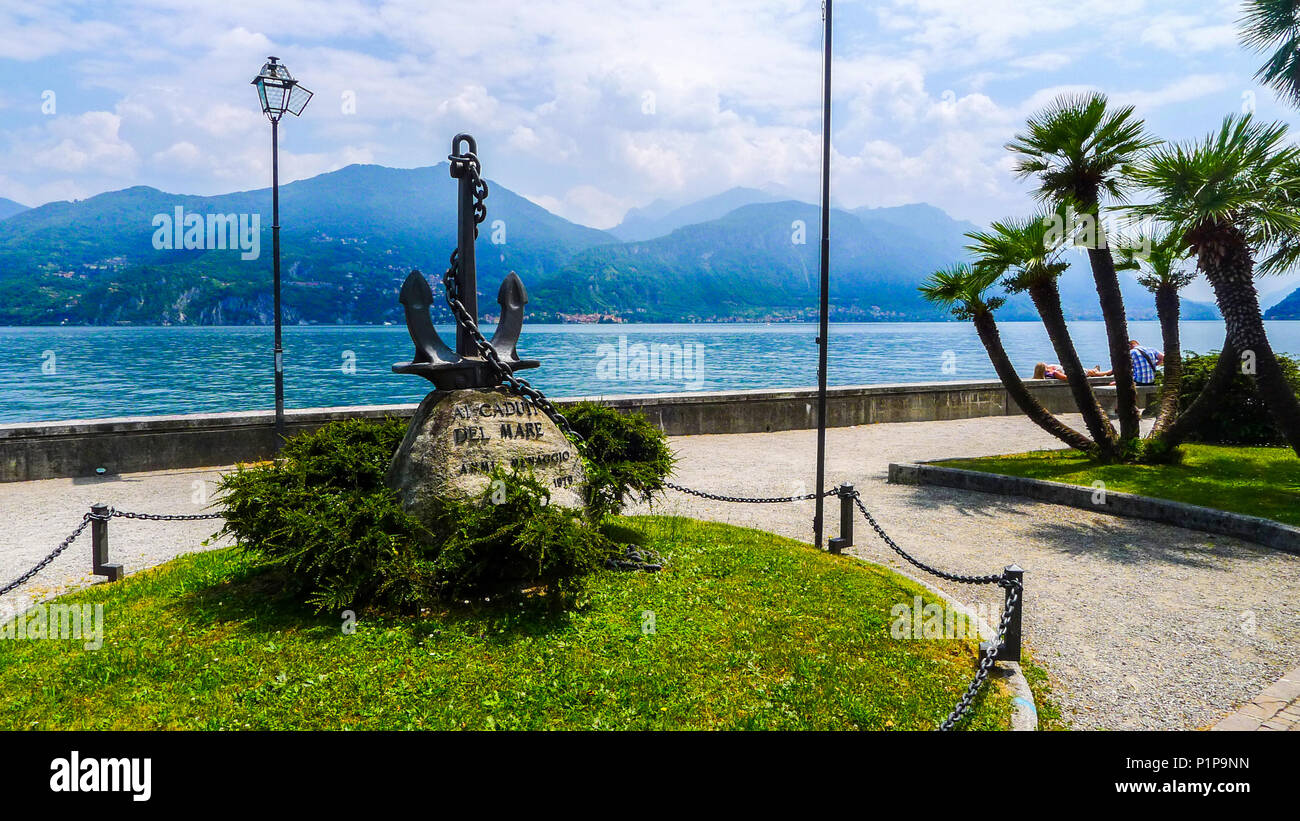 Anchor statue at Menaggio Promenade, Lake Como Italy Stock Photo - Alamy