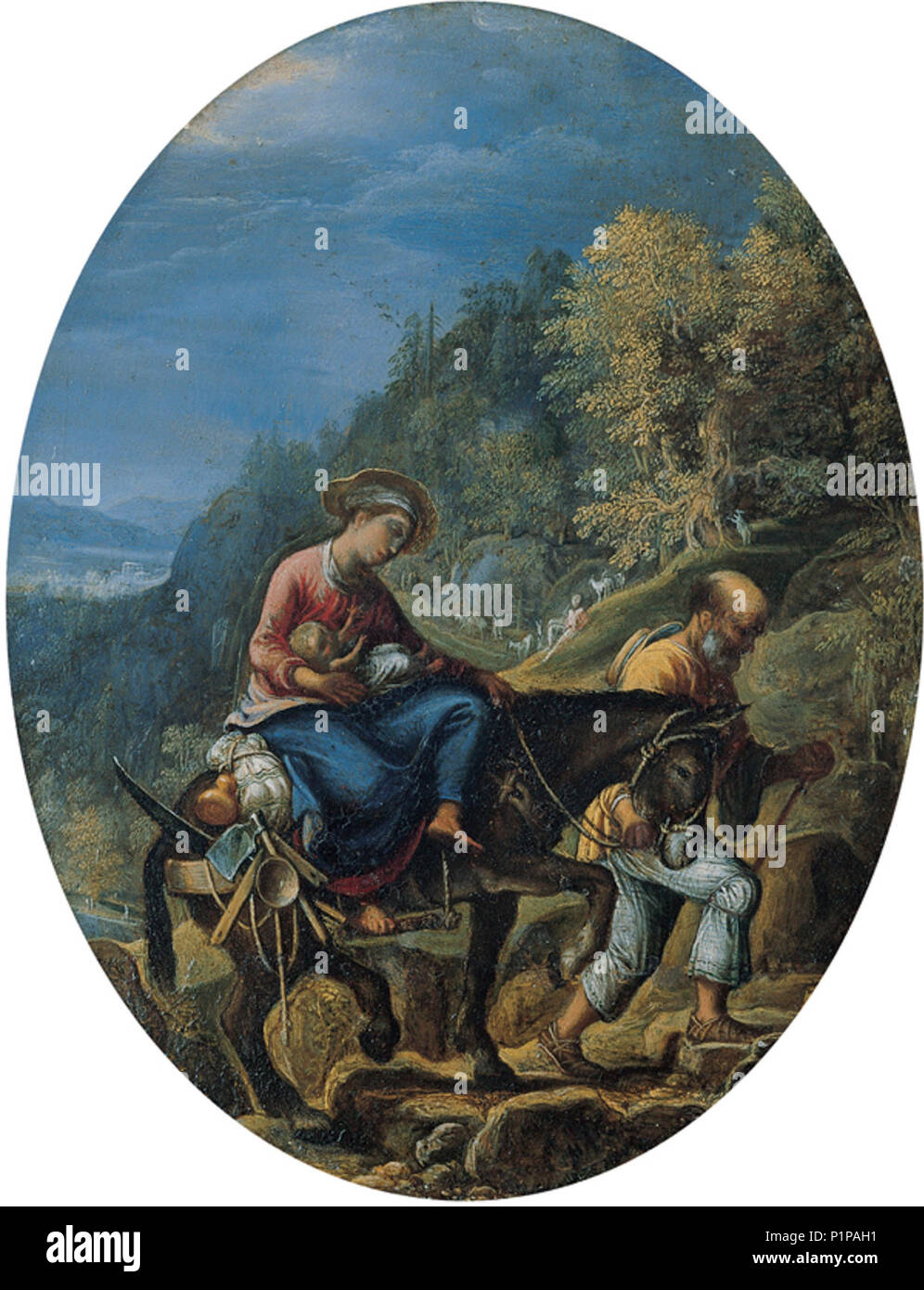 'The Flight into Egypt', oil on silvered copper painting by Adam ...