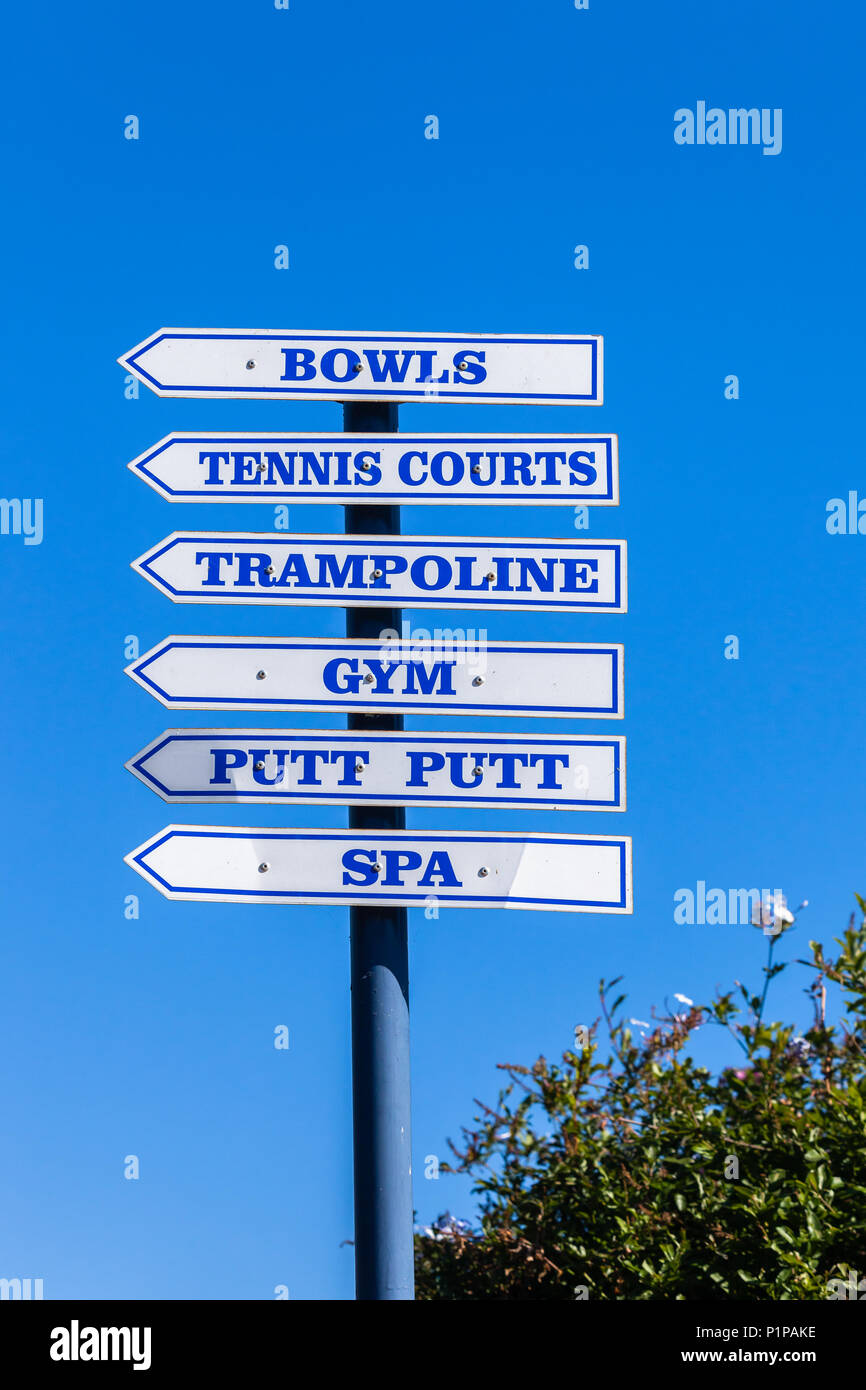 Sport signs directions, for bowls, tennis, trampoline, gym,putt putt ...