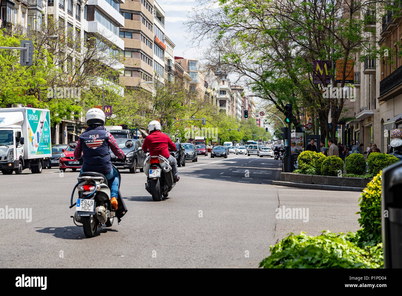 Street view in Madrid, Spain Stock Photo - Alamy