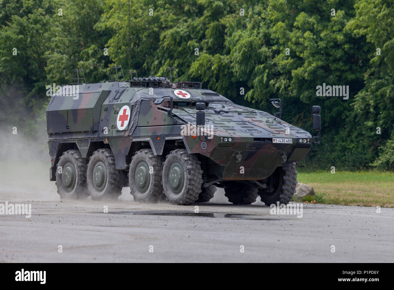 FELDKIRCHEN / GERMANY - JUNE 9, 2018: German armoured medical carrier ...