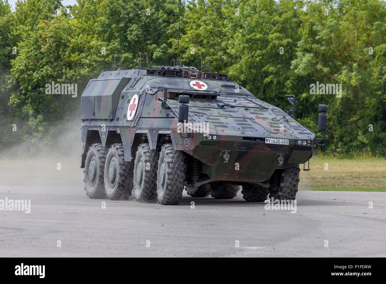 FELDKIRCHEN / GERMANY - JUNE 9, 2018: German armoured medical carrier ...