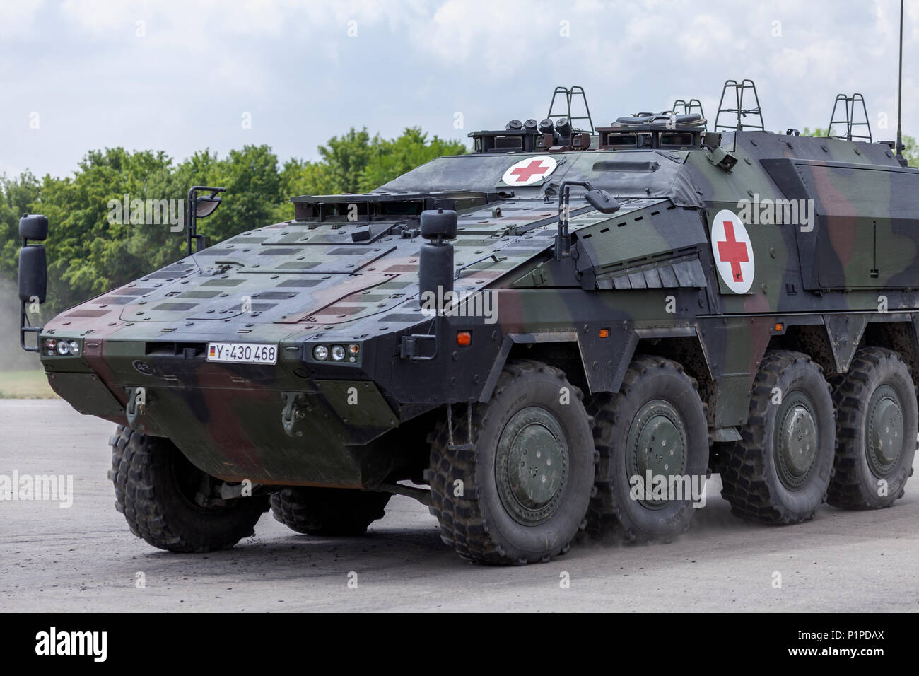 FELDKIRCHEN / GERMANY - JUNE 9, 2018: German armoured medical carrier ...