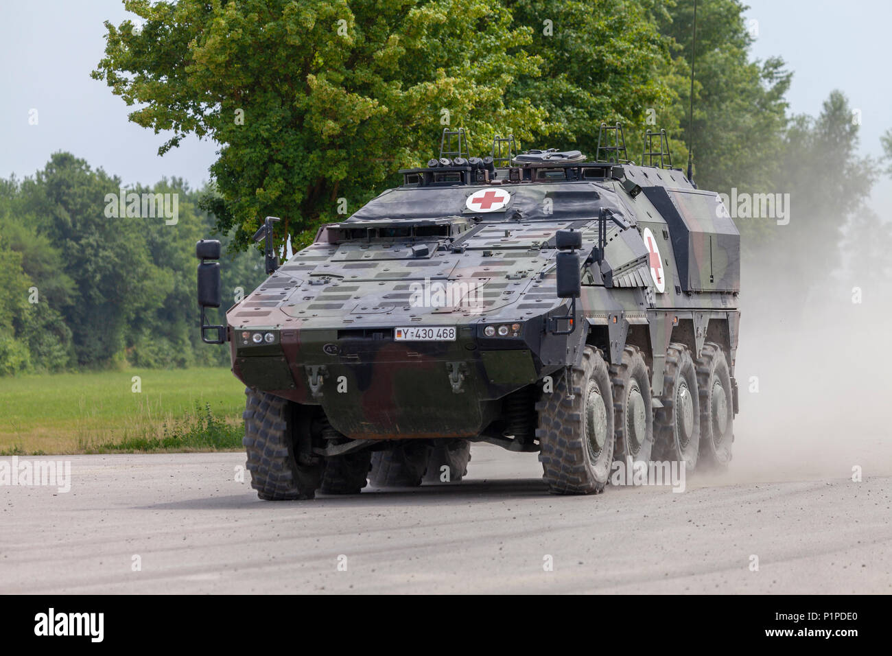 FELDKIRCHEN / GERMANY - JUNE 9, 2018: German armoured medical carrier ...