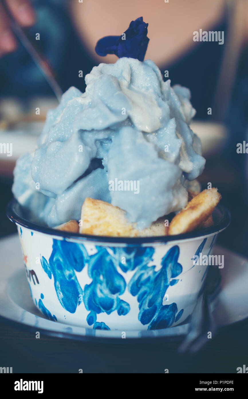 blue ice-cream with herb Stock Photo - Alamy