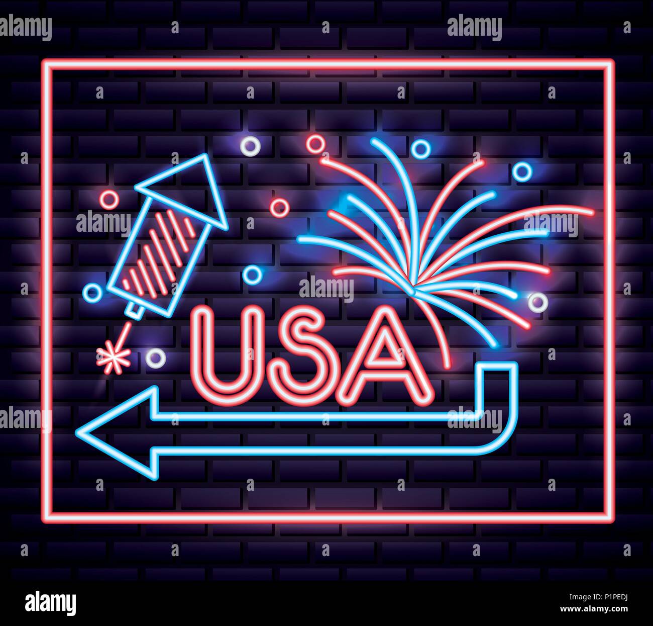 american independence day fireworks arrow usa date vector illustration ...