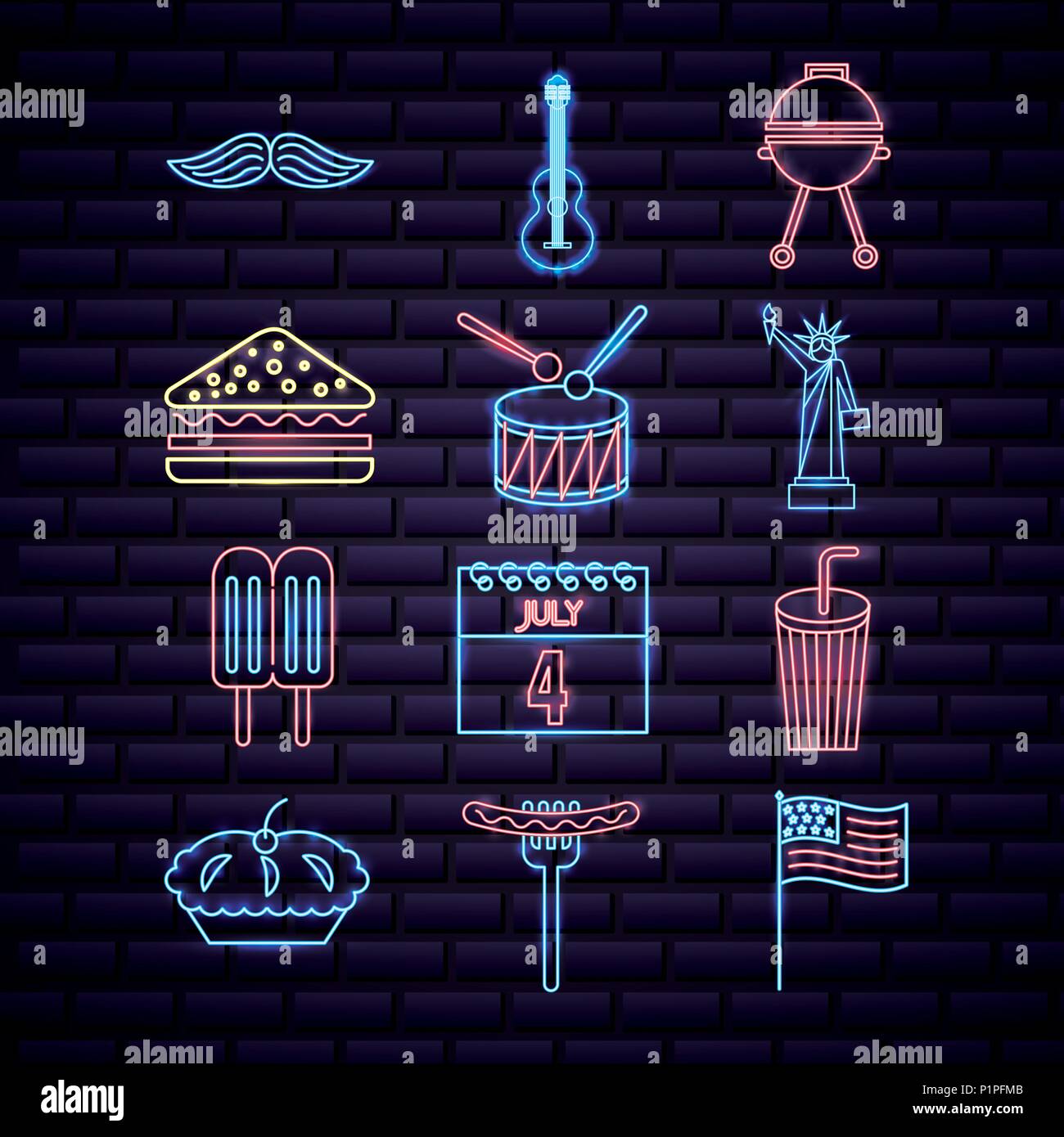 american independence day food symbols usa date celebrate vector ...