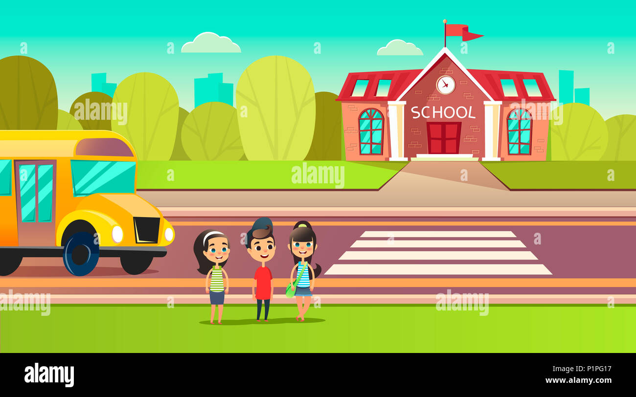School Entrance Cartoon