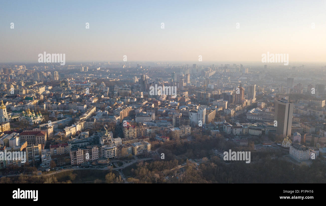 Panoramic aerial view from the drone, a view of the bird's eye view of ...