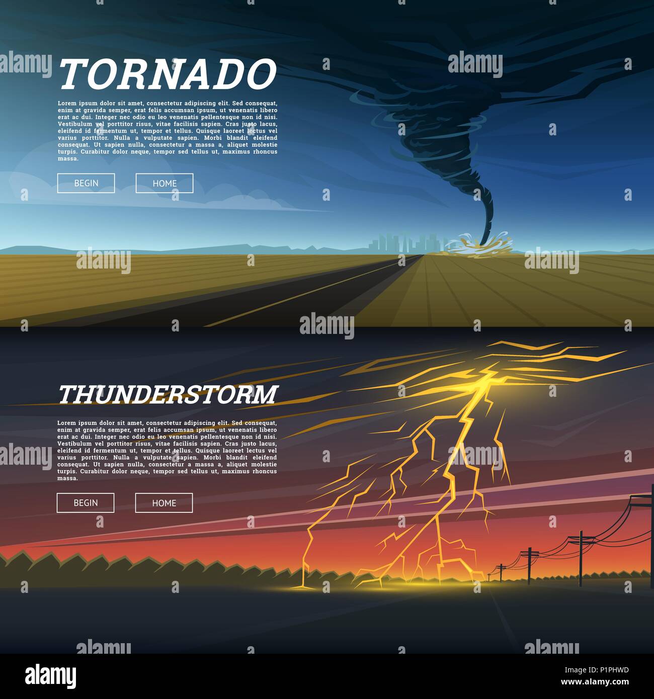 Set of natural disaster or cataclysms. Catastrophe and crisis ...