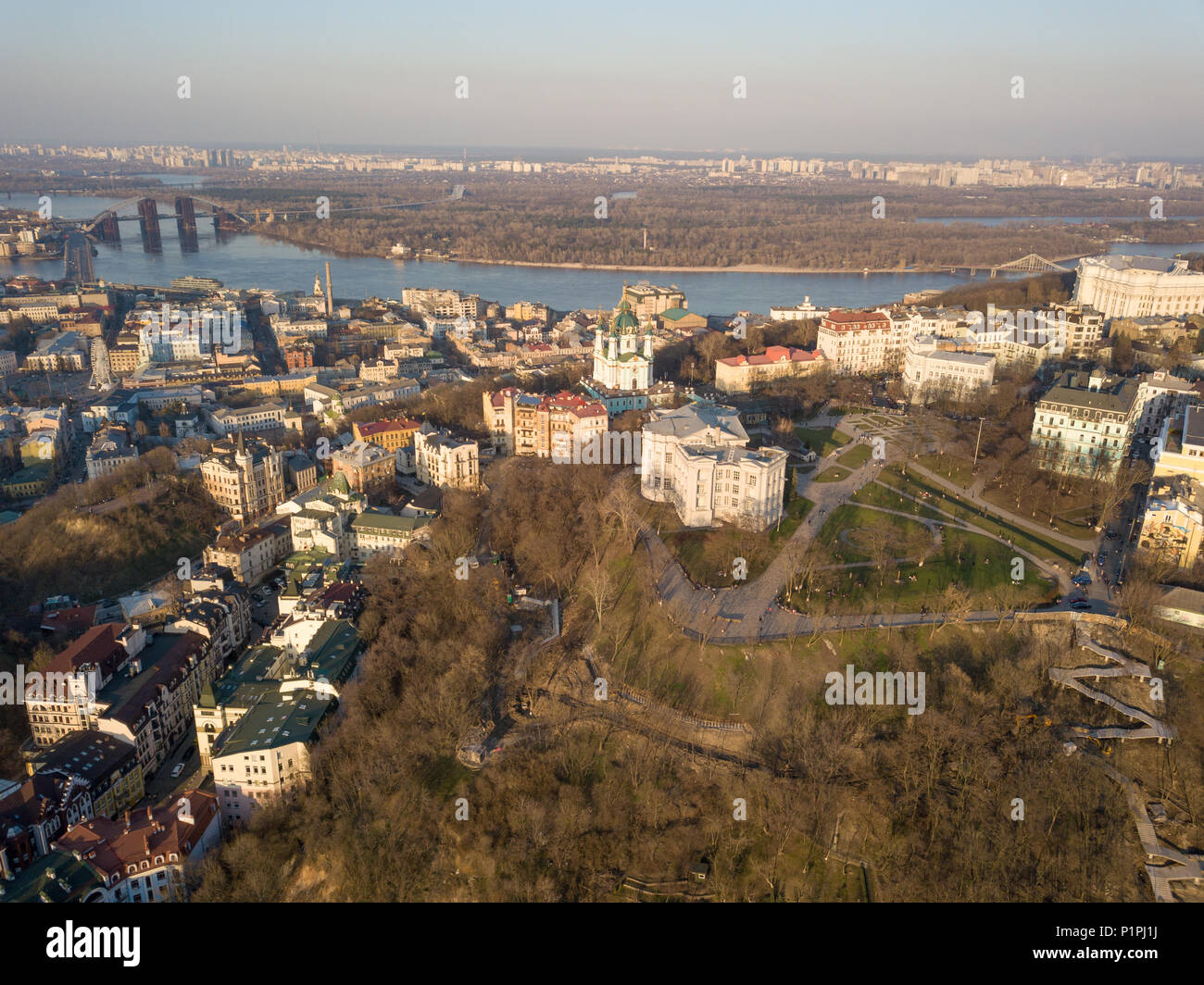 A bird's eye view, aerial view shooting from drone of the Podol ...