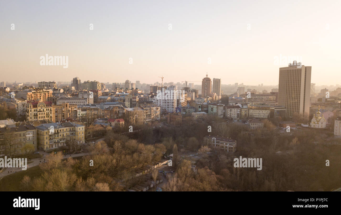 Panoramic aerial view from the drone, a view of the bird's eye view of ...
