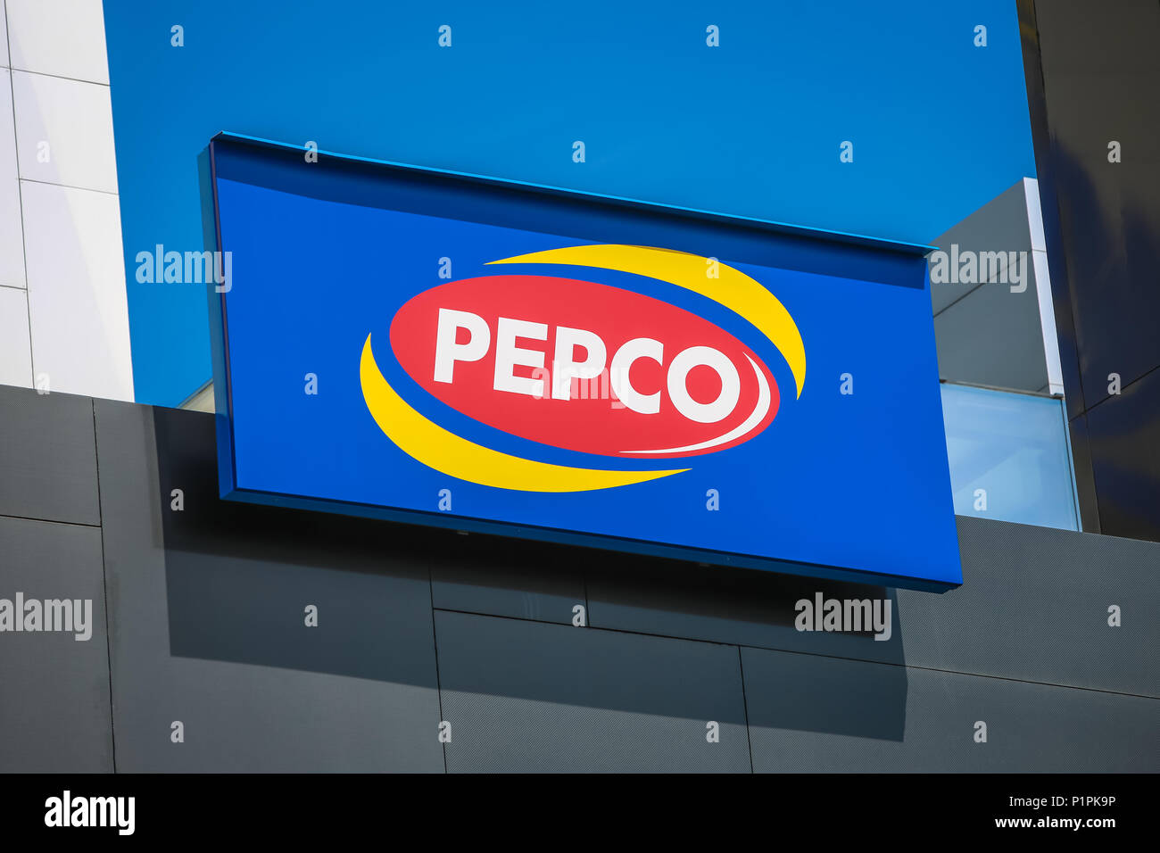 VUKOVAR, CROATIA - MAY 14, 2018 : Pepco discount stores logo on the ...