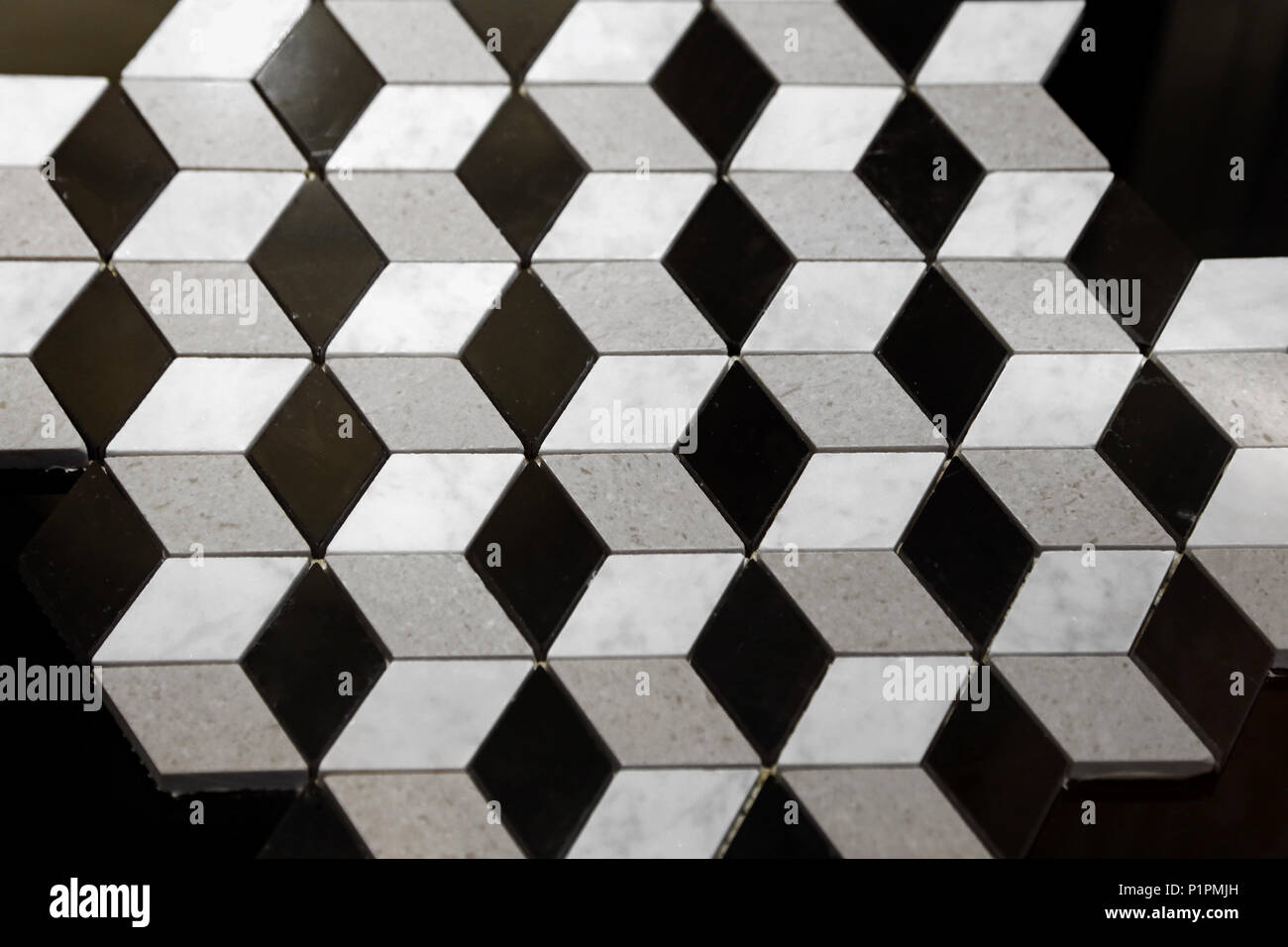 3d Illusion Marble Stone Cube Tiles Geometric Floor Stock Photo - Alamy