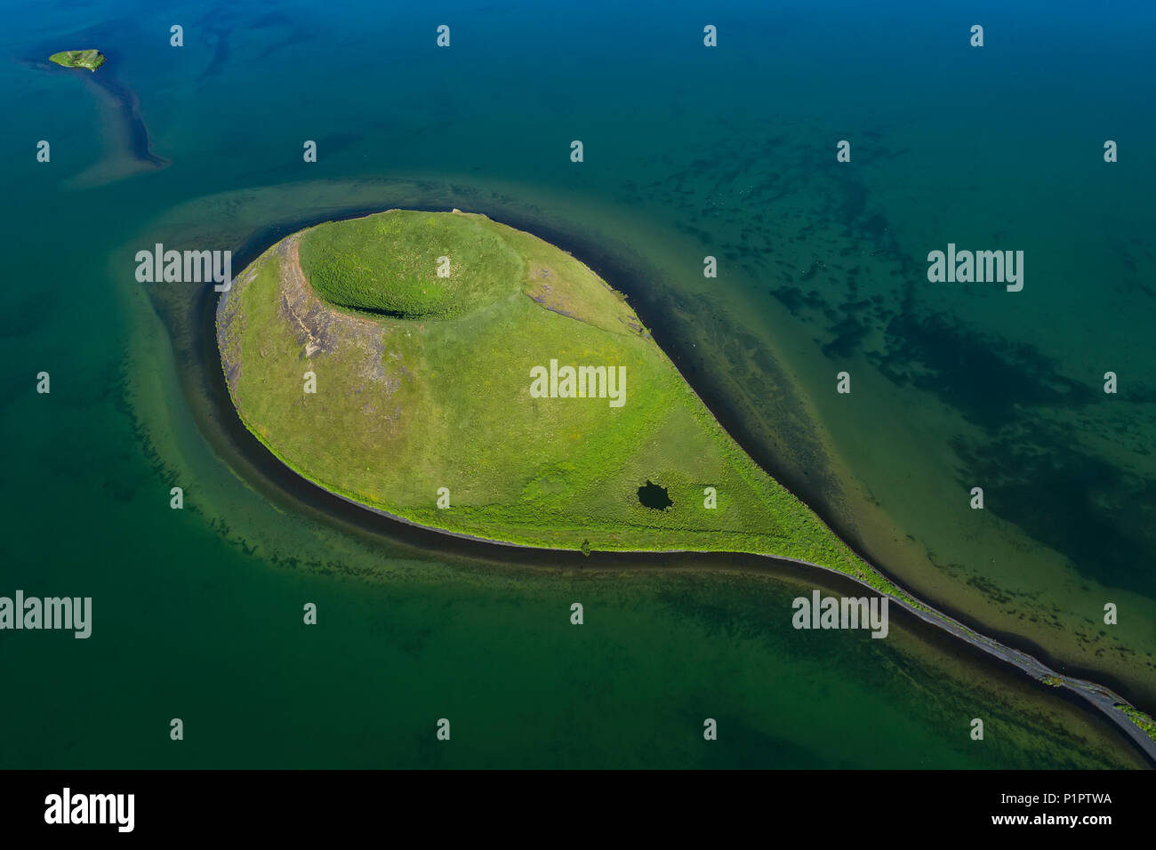 Extinct volcano in Lake Myvatn, Northern Iceland; Iceland Stock Photo ...