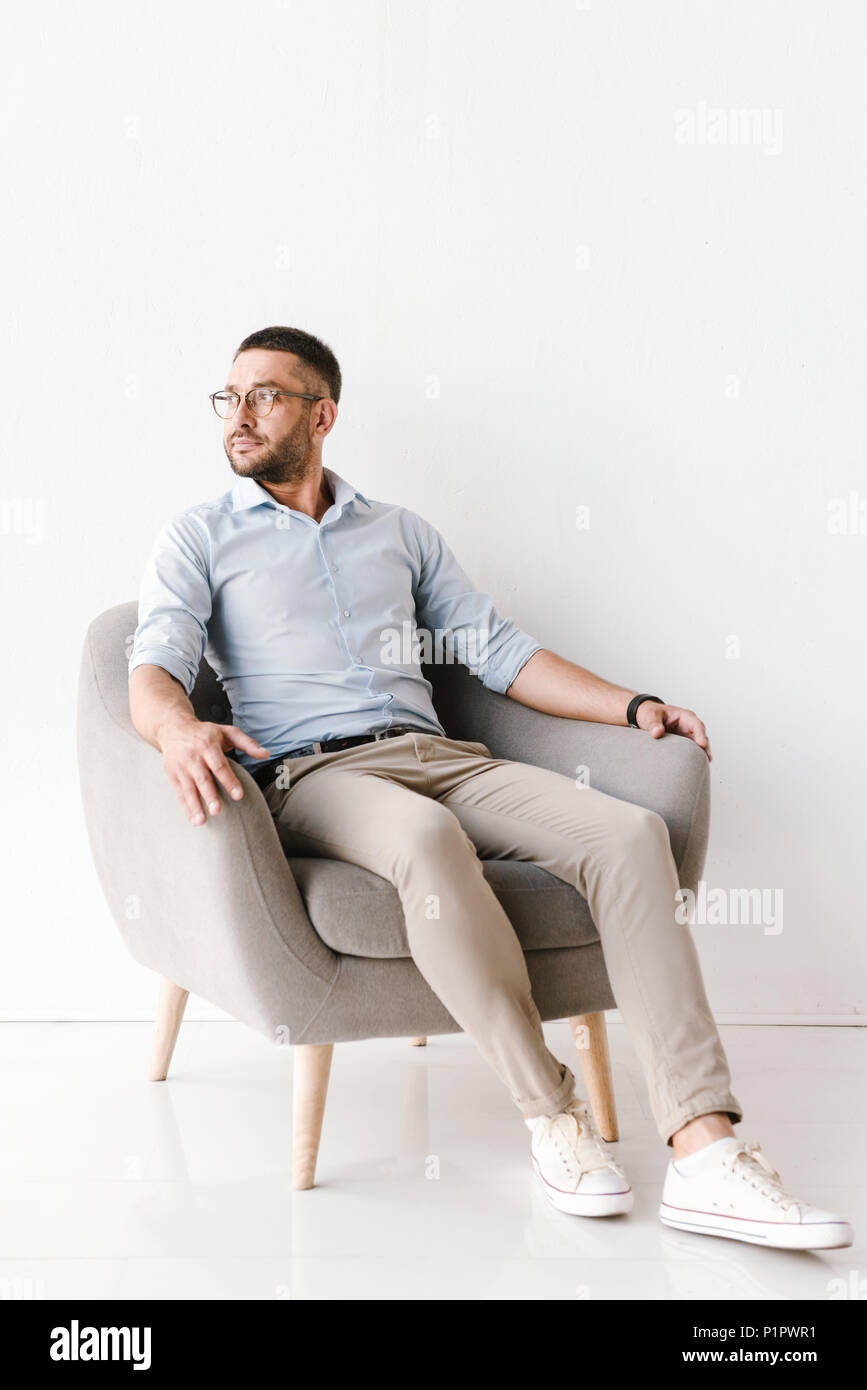 Full length portrait of businesslike man wearing stylish formal ...