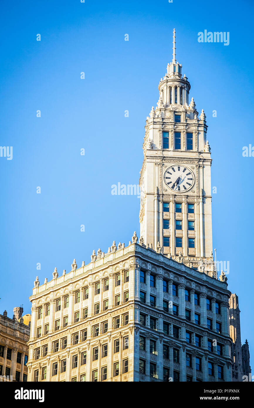 Wrigely Building clock tower; Chicago, Illinois, United States of ...