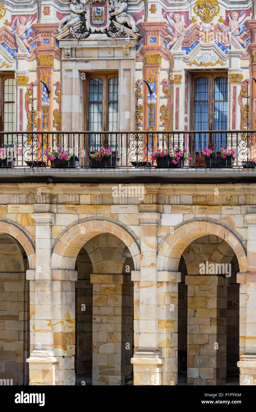 Magnificant facade of the Town Hall of Durango; Durango, Vizcaya, Pais ...