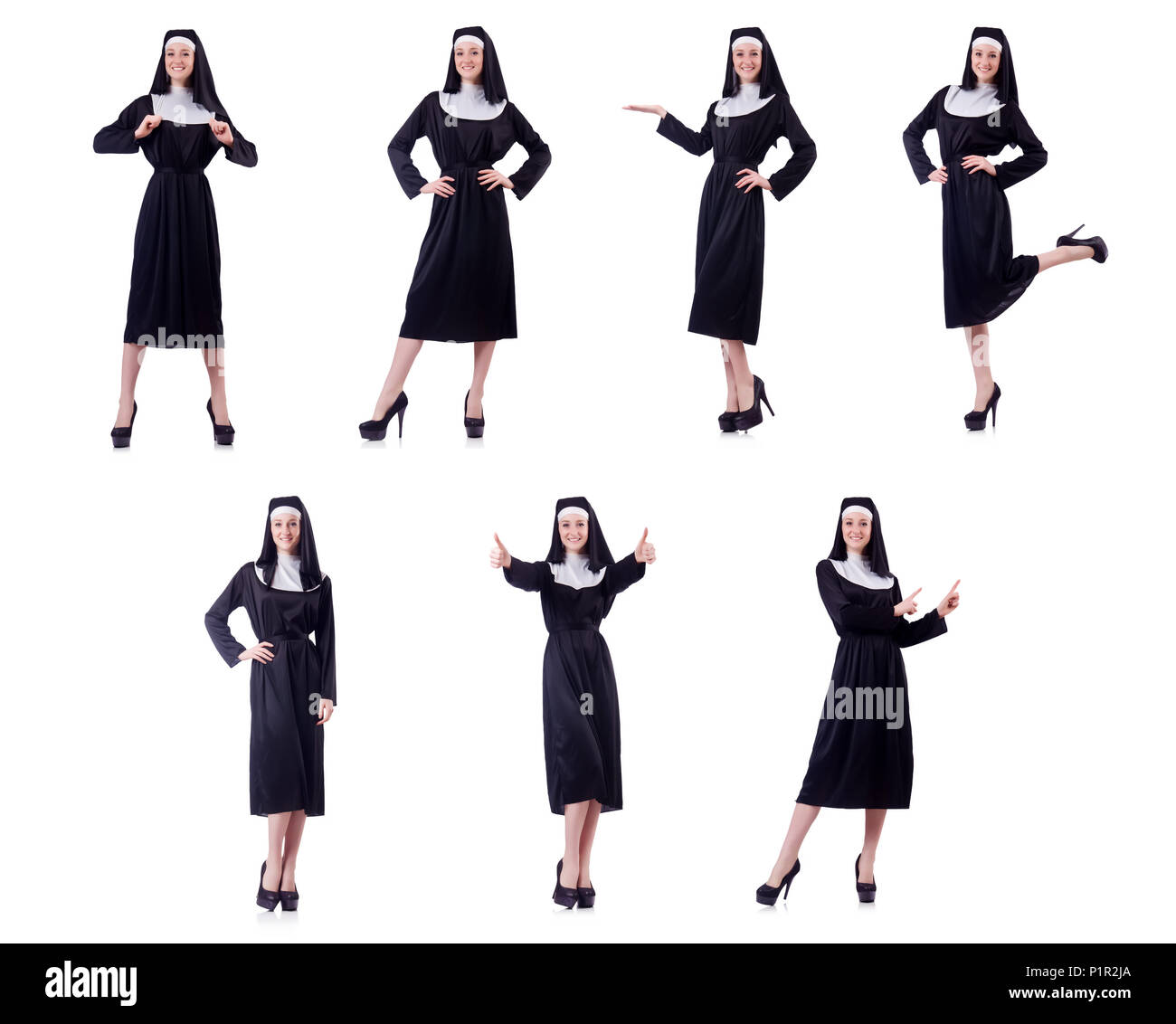 Nun isolated on the white background Stock Photo - Alamy