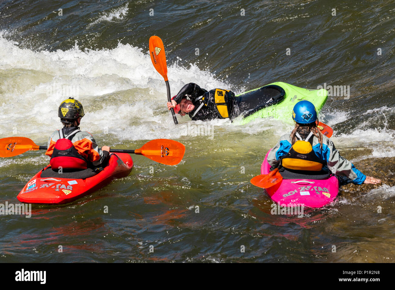 Children paddle kayak hi-res stock photography and images - Alamy