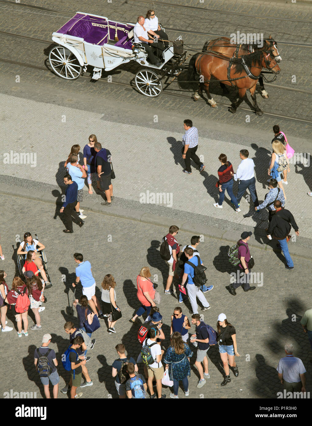 Czech Republic, Prague, horse carriage, people, crowd Stock Photo - Alamy